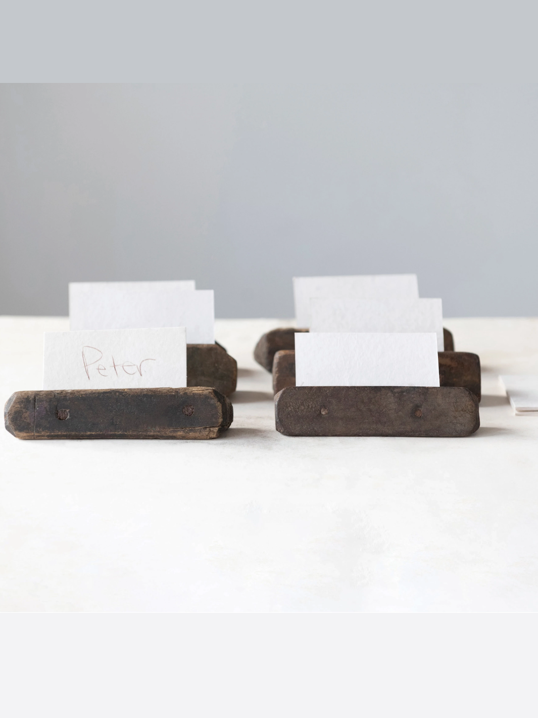 Reclaimed Wood Place Card Holder with 12 Cards, Boxed Set – One Cottage